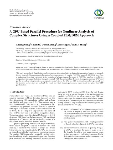 Pdf A Gpu Based Parallel Procedure For Nonlinear Analysis Of Complex Structures Using A