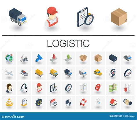 Logistic And Distribution Isometric Icons 3d Vector Stock Vector