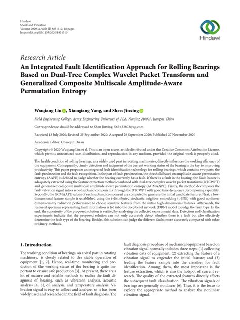 pdf an integrated fault identification approach for rolling bearings