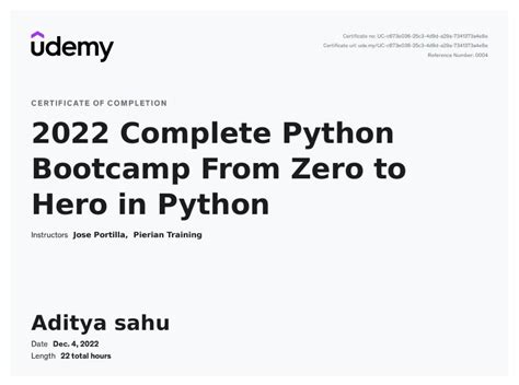 Python Learning Udemy Coding Joseportilla Datascience Programming Aditya Sahu