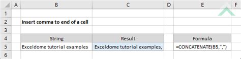 Insert Comma To End Of A Cell Excel And Vba Exceldome