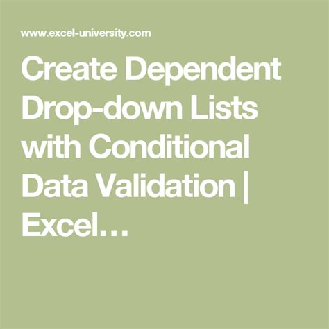 Create Dependent Drop Down Lists With Conditional Data Validation