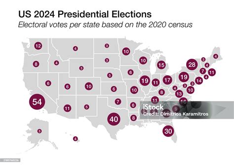 2024년 미국 선거의 주별 선거인단 수 지도에 대한 스톡 벡터 아트 및 기타 이미지 지도 선거인단 투표 Istock