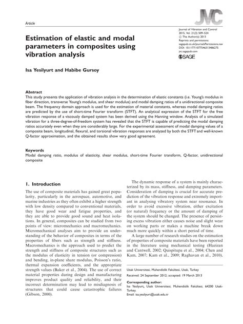 pdf estimation of elastic and modal parameters in composites using