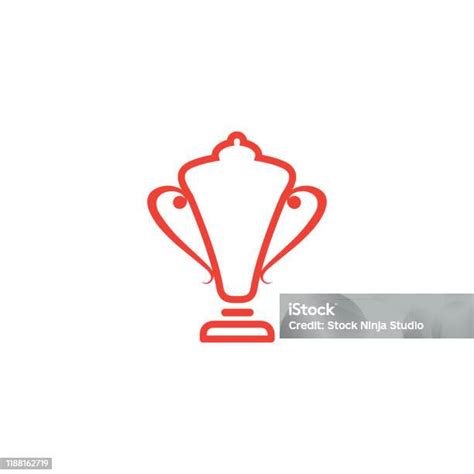 흰색 배경에 트로피 라인 빨간색 아이콘입니다 빨간 평평한 스타일 벡터 일러스트 검은색에 대한 스톡 벡터 아트 및 기타 이미지 검은색 경쟁 금 금속 Istock