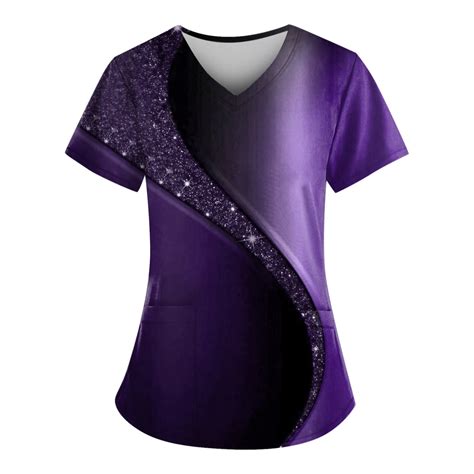 Julmcomo Scrub Tops Women Clearance Cute Star Pattern Short Sleeve