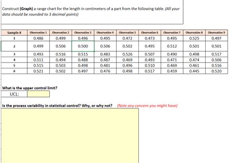 Solved Construct Graph A Range Chart For The Length In Chegg Com
