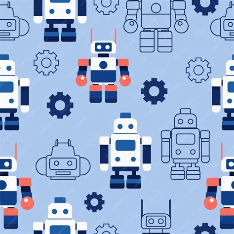 Premium Vector Seamless Cute Robot Pattern Vector Illustration