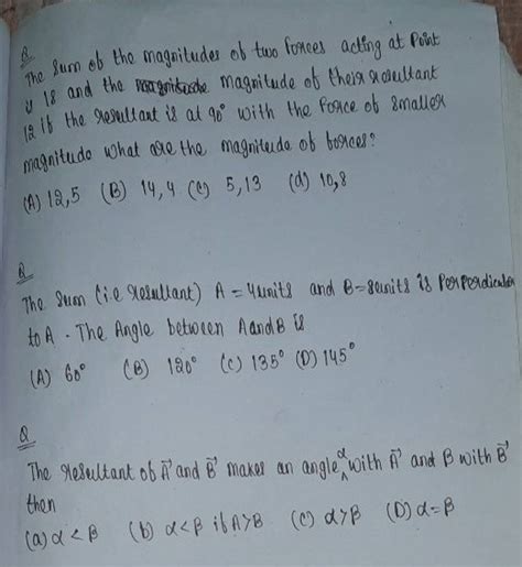 Q The Sum Of The Magnitudes Of Two Forces Acting At Point Y 18 And The R