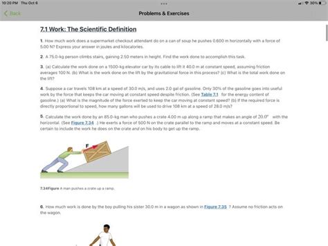 Solved 7 1 Work The Scientific Definition 1 How Much Work