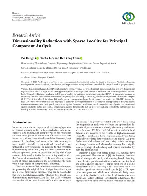 Pdf Dimensionality Reduction With Sparse Locality For Principal