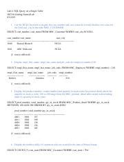 LAB4 SQL Query On A Single Table Pdf Lab 4 SQL Query On A Single