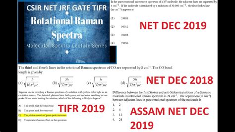 rotational raman spectra pyqs net gate tifr youtube