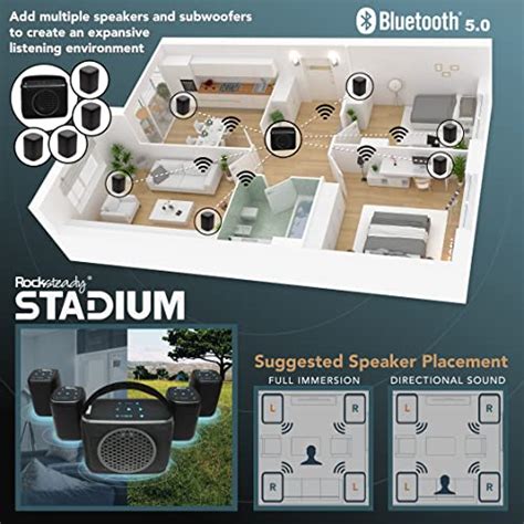 Rocksteady Stadium Portable Bluetooth 4 Speaker And Subwoofer Combo 4 Speakers 1 Subwoofer