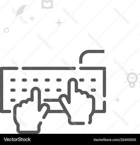 Hands Typing On Keyboard Line Icon Symbol Vector Image