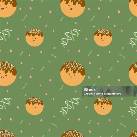 아시아 요리 타코야키 문어 공 일본식 주방 귀여운 캐릭터 원활한 낙서 그림입니다 패브릭 디자인 포장지 또는 배경 벡터 0명에 대한 스톡 벡터 아트 및 기타 이미지 Istock