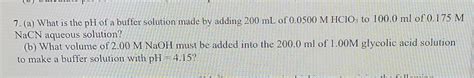 7 a what is the ph of a buffer solution made by