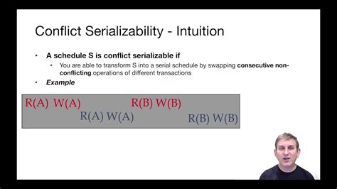 Lec 18 Part 6 Conflict Serializability Youtube