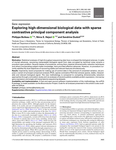 Pdf Exploring High Dimensional Biological Data With Sparse Contrastive Principal Component