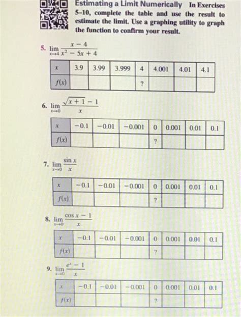 Solved Estimating A Limit Numerically In Exercises 5 10