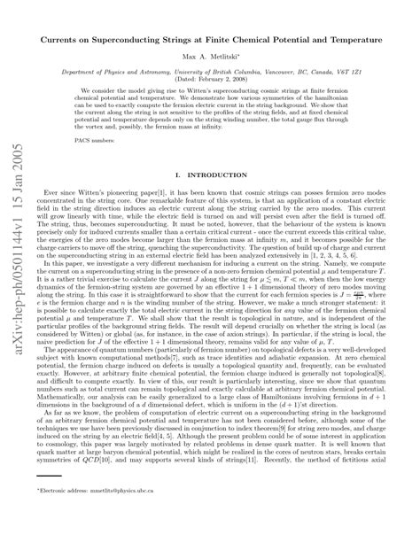 Pdf Currents On Superconducting Strings At Finite Chemical Potential