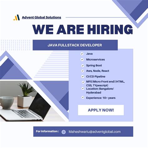 Hiring Urgenthiring Fullstackdeveloper Adventglobalsolutions Java Microservices