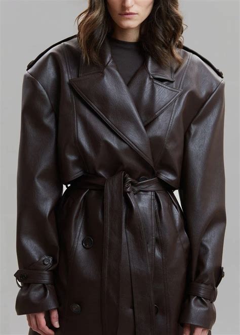 Diana Faux Leather Trench Coat Java Leather Trench Coat Long Leather Coat Simply Couture