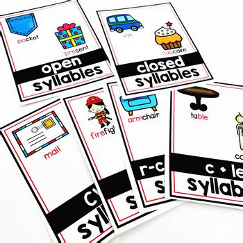 6 Syllable Types Anchor Charts Posters 6 Syllables Cards TPT