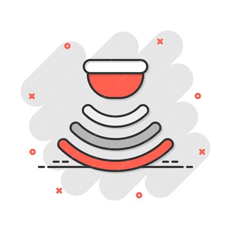 Premium Vector Motion Sensor Icon In Comic Style Sensor Waves Vector Cartoon Illustration