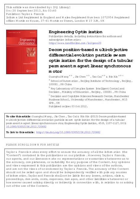pdf decomposition based multi objective differential evolution