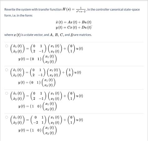 Solved Rewrite The System With Transfer Function H S In Chegg Com