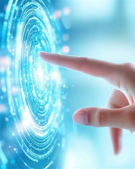 Woman Interacting With Futuristic Digital Display In A Tech Inspired Environment Stock