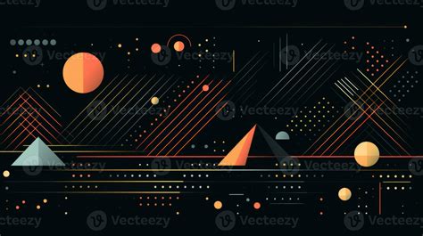 Ai Generated Colorful Abstract Background With Geometric Shapes Lines Circles Dots Memphis