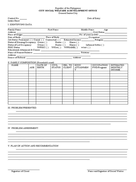 Intake Sheet Sample Pdf Economies