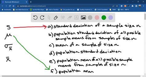 Solved Match The Following Mean Of The Sample Means Population Mean Sample Proportion