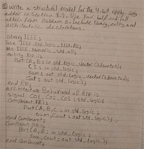 Solved Using Vhdl 15 Write A Structural Model For The 4 Bit Ripple Course Hero