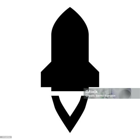 우주 탐사 전쟁 무기 개념 아이콘 블랙 컬러 벡터 일러스트 플랫 스타일 이미지를 발사 비행 우주선에 불꽃 로켓 Ship Launch에 대한 스톡 벡터 아트 및 기타 이미지