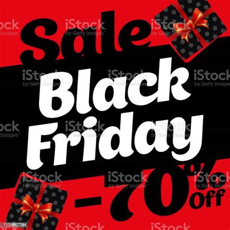 스퀘어 배너 블랙 프라이데이 세일 포스터에 빨간 배경에 선물 70 할인 웹 사이트 브로셔 또는 카드용 템플릿 0명에 대한 스톡 벡터 아트 및 기타 이미지 Istock