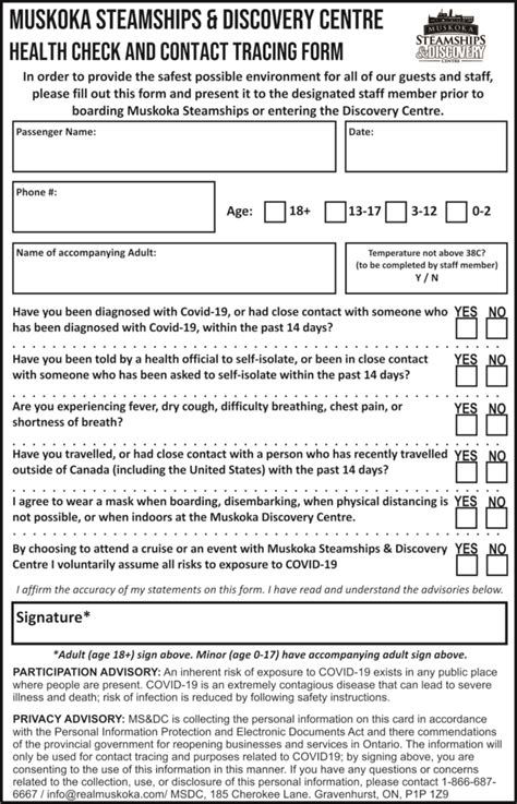 Covid Contact Tracing Form Template