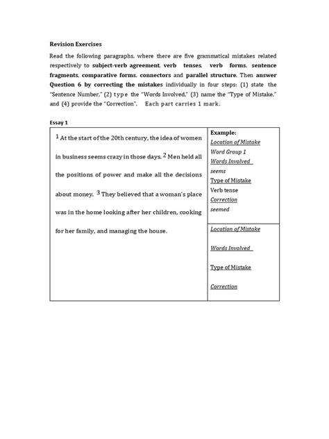 Week 9 Proofreading Exercise Pdf Verb