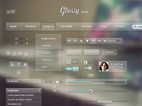 Glossy UI Kit Download Free PSD And HTML