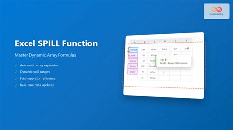 Excel Dynamic Array Formulas Complete Spill Range Syntax And Functions