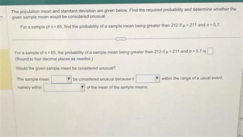 Solved The Population Mean And Standard Deviation Are Given