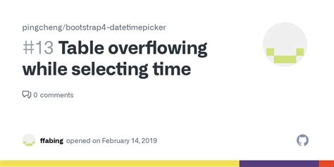 table overflowing while selecting time · issue 13 · pingcheng bootstrap4 datetimepicker · github