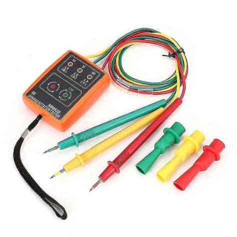 New 3 Phase Sequence Rotation Tester Indicator Detector Meter Led Buzzer With Portable Pouch Td