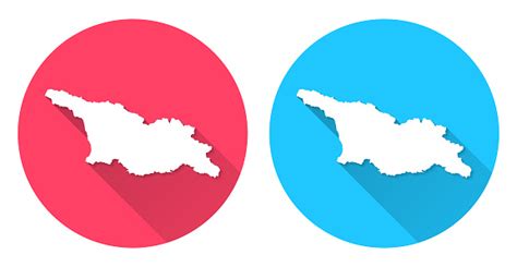 조지아 지도 빨간색 또는 파란색 배경에 긴 그림자가 있는 둥근 아이콘 3차원 형태에 대한 스톡 벡터 아트 및 기타 이미지 3차원 형태 곡선 국가 지도 Istock