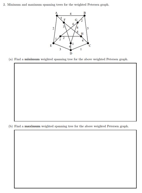 Solved 2 Minimum And Maximum Spanning Trees For The