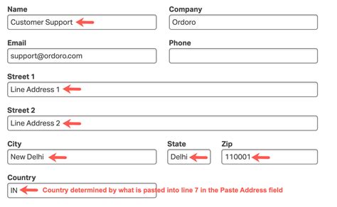 ordoro how are address lines handled when pasted in ordoro