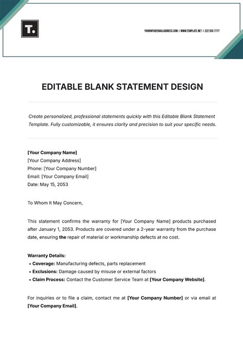 Free Blank Statement Of No Loss Template To Edit Online
