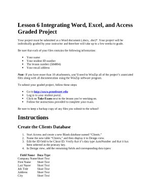 Integrating Word Excel And Access Graded Project Docx Doc Template PdfFiller